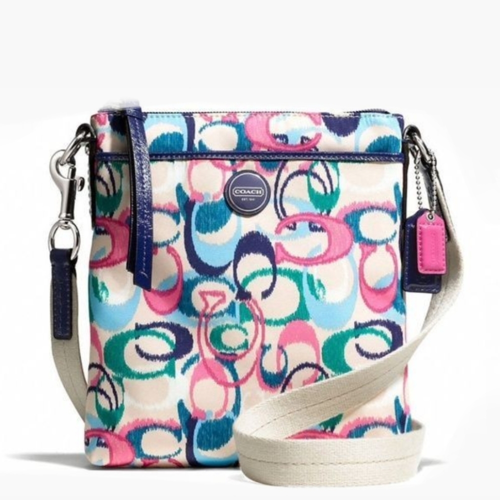 Coach Ikat Multicolor Optic Art Signature Nylon Swing… - Gem